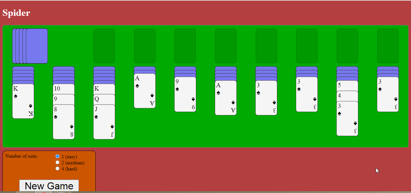 Simple Spider Card Game in JavaScript Free Source Code | SourceCodester